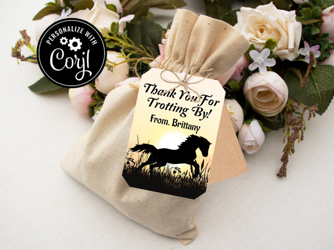 Horse Thank You Tag, Horse Thank You Card, Horse Party Favor Tag ...