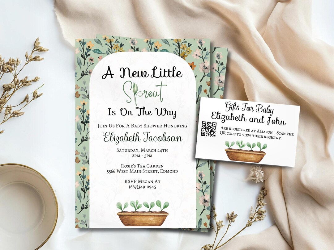 Little Sprout Baby Shower Invitation, Garden Baby Shower Invitation ...