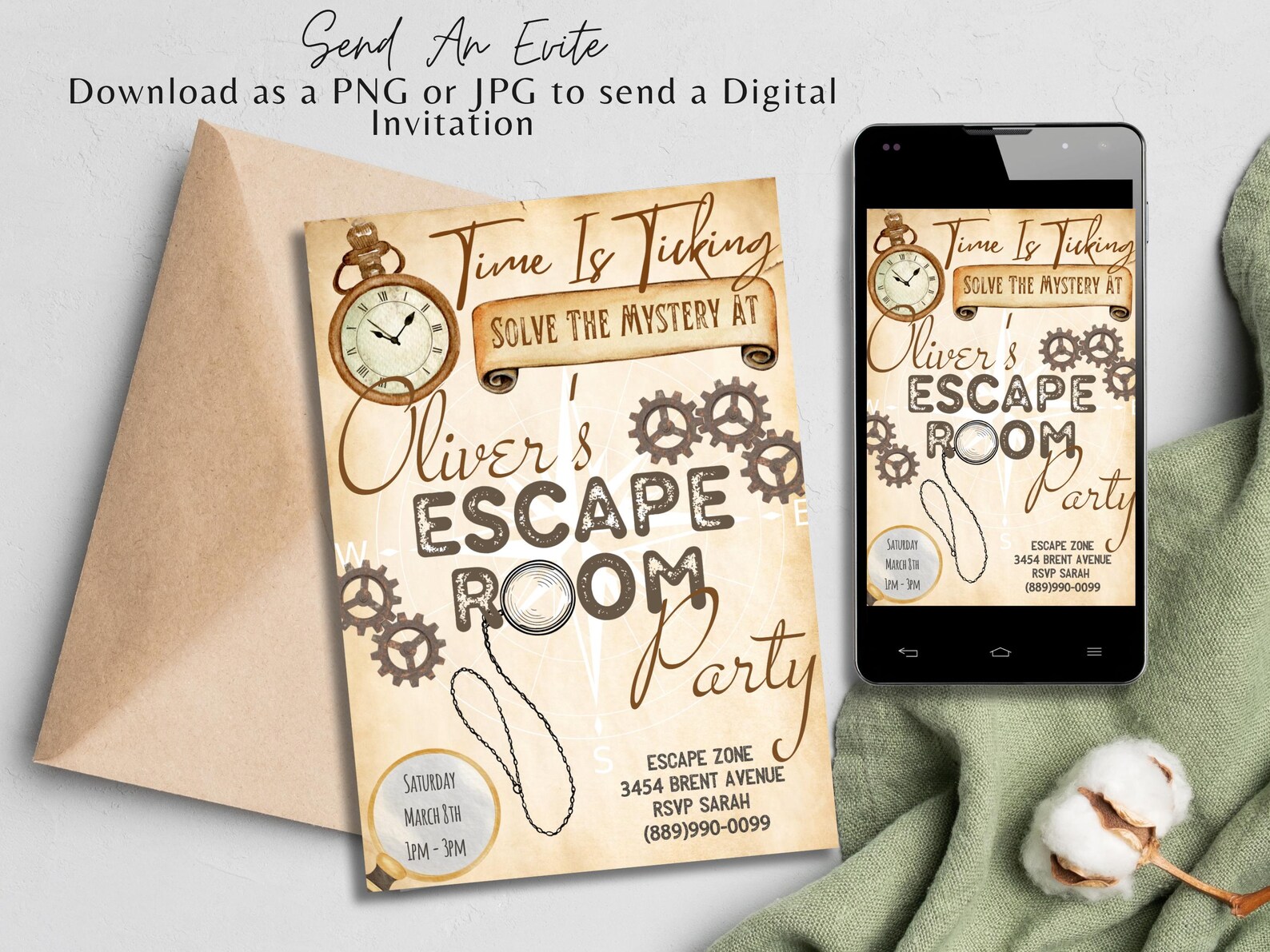 Editable Escape Room Birthday Party Invitation Template, Custom Mystery ...