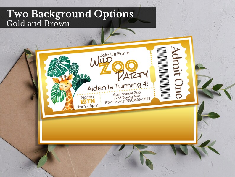 Zoo Birthday Party Invitation Zoo Ticket Birthday Invitation - Etsy