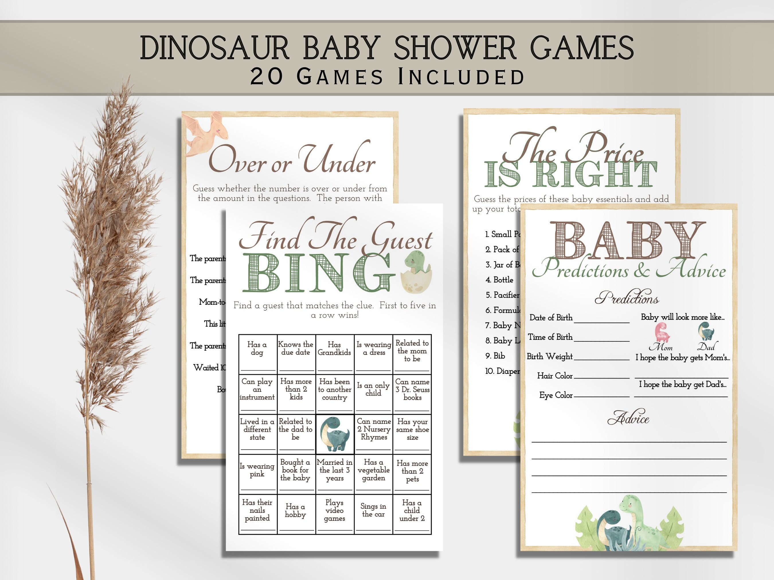 Dinosaur Baby Shower Games Dino Baby Shower Games Dino Baby - Etsy