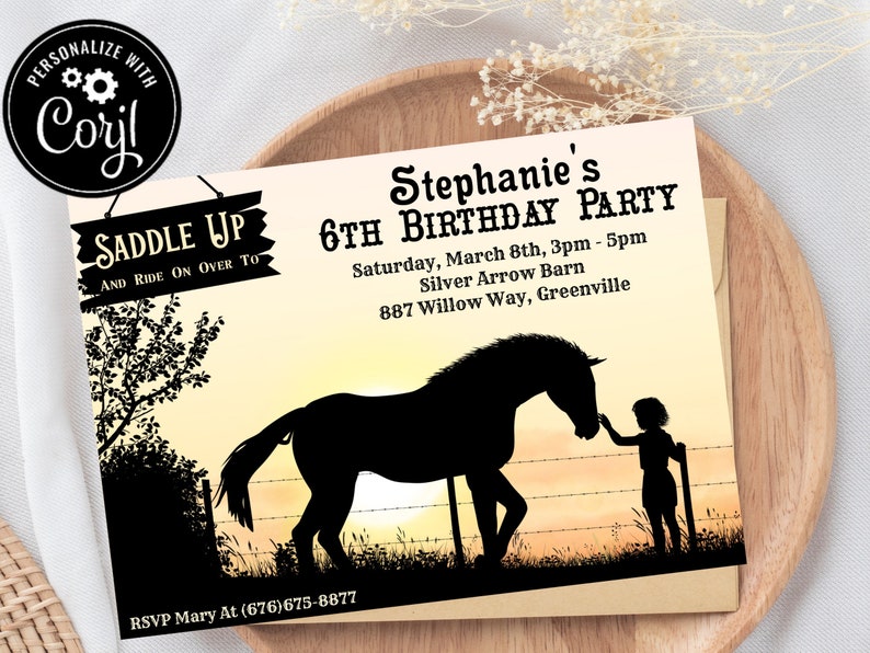 Horse Birthday Invitation Horseback Riding Invite Horseback - Etsy