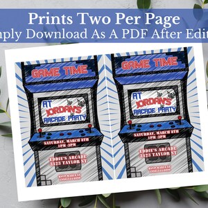 Editable Retro Arcade Birthday Party Invitation Printable - Etsy