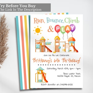 Playground Birthday Invitation, Playground Birthday Party Invitation ...