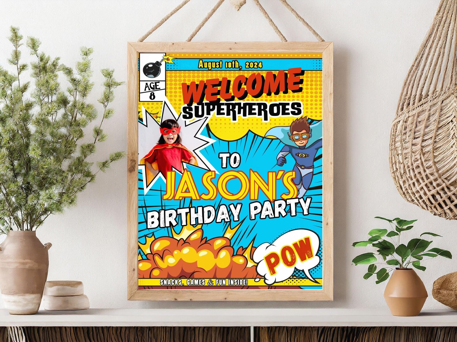 Superhero Birthday Party Welcome Sign With Photo, Superhero Party ...