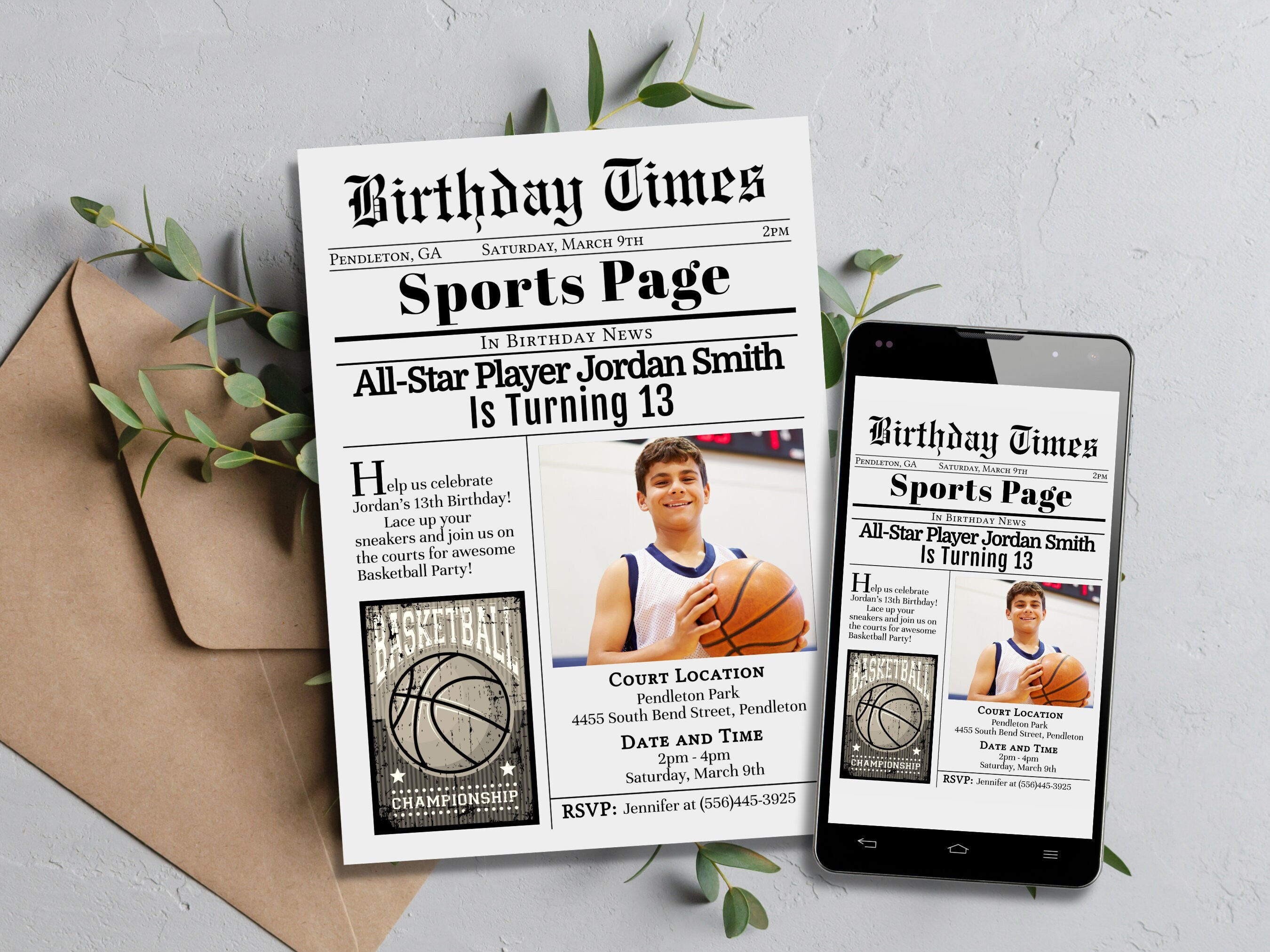 Basketball Birthday Invitation With Photo, Basketball Birthday Party ...