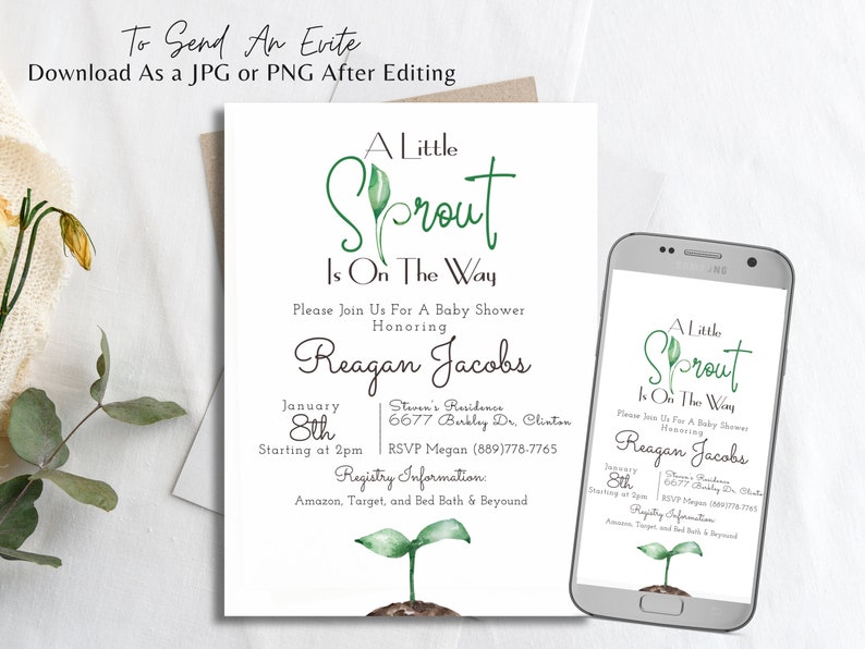 Little Sprout Baby Shower Invitation, Garden Baby Shower Invitation ...