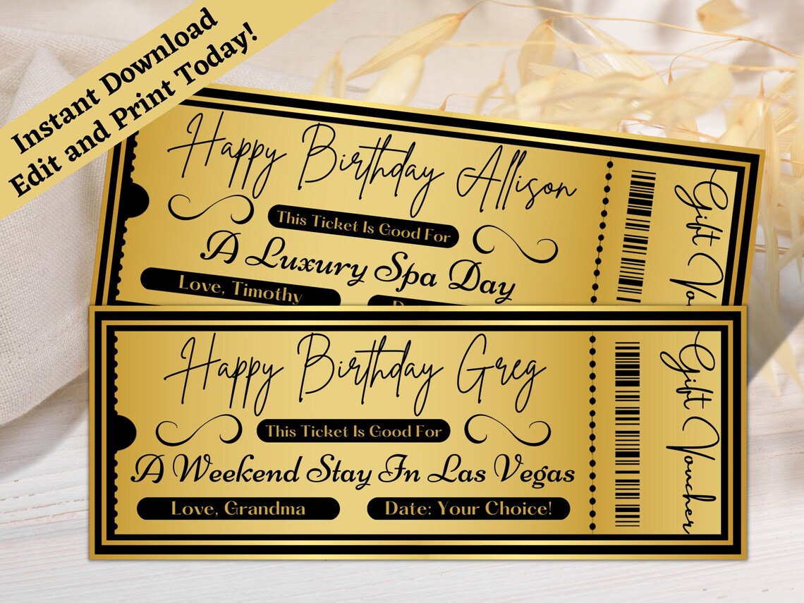 Editable Gold Gift Certificate Template Golden Spa Day - Etsy