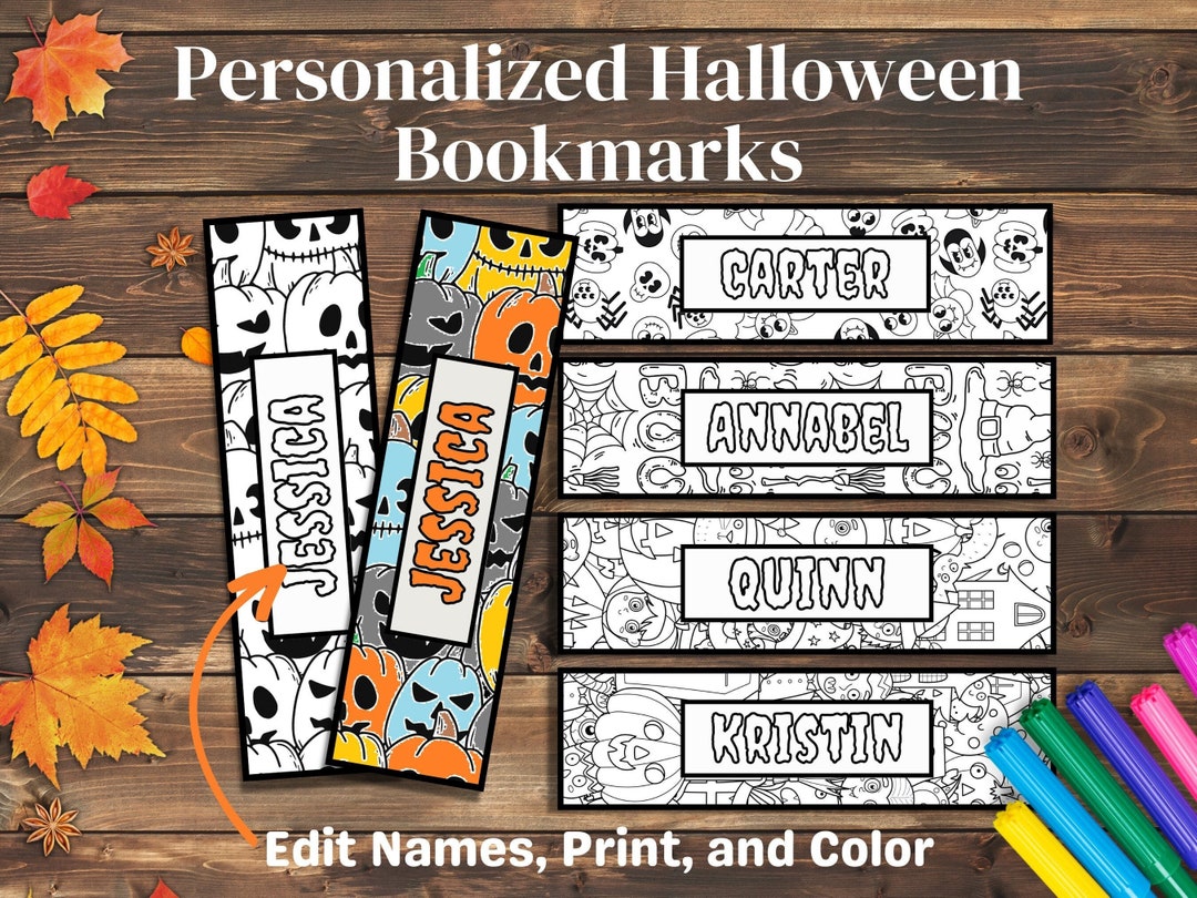 Custom Halloween Bookmarks, Coloring Halloween Bookmarks, Printable ...