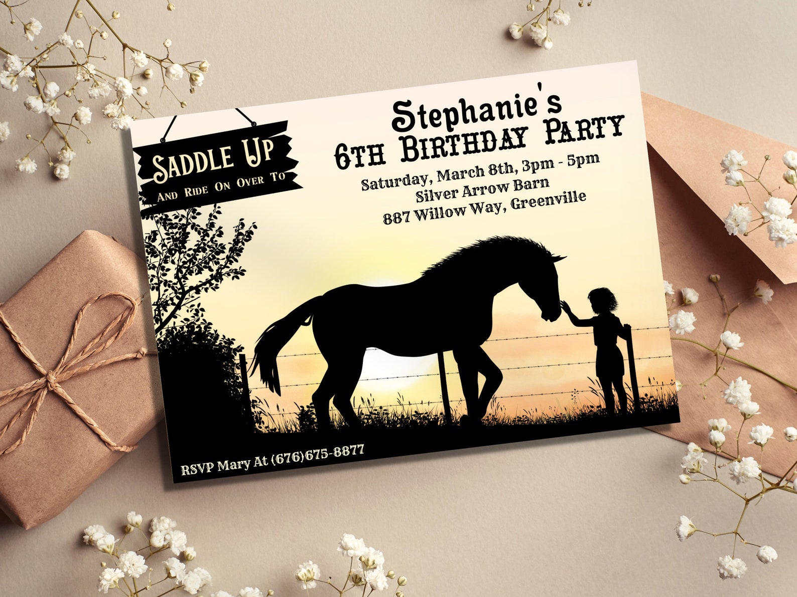 Horse Birthday Invitation, Horseback Riding Invite, Horseback Riding ...