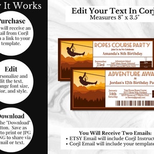 Zipline Birthday Invitation, Zip Line Party, Ropes Course Invitation ...