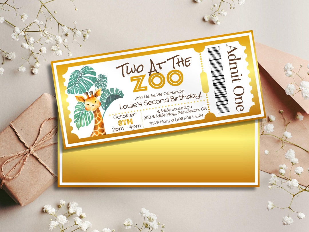 Two at the Zoo Invitation, Two at the Zoo Birthday Invite, Two the Zoo ...