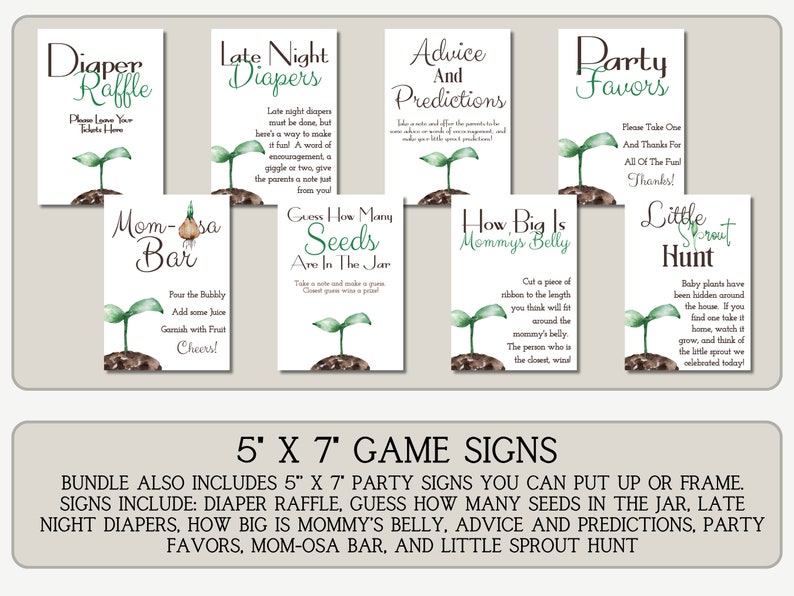 Little Sprout Baby Shower Games, Little Sprout Baby Shower Bundle ...