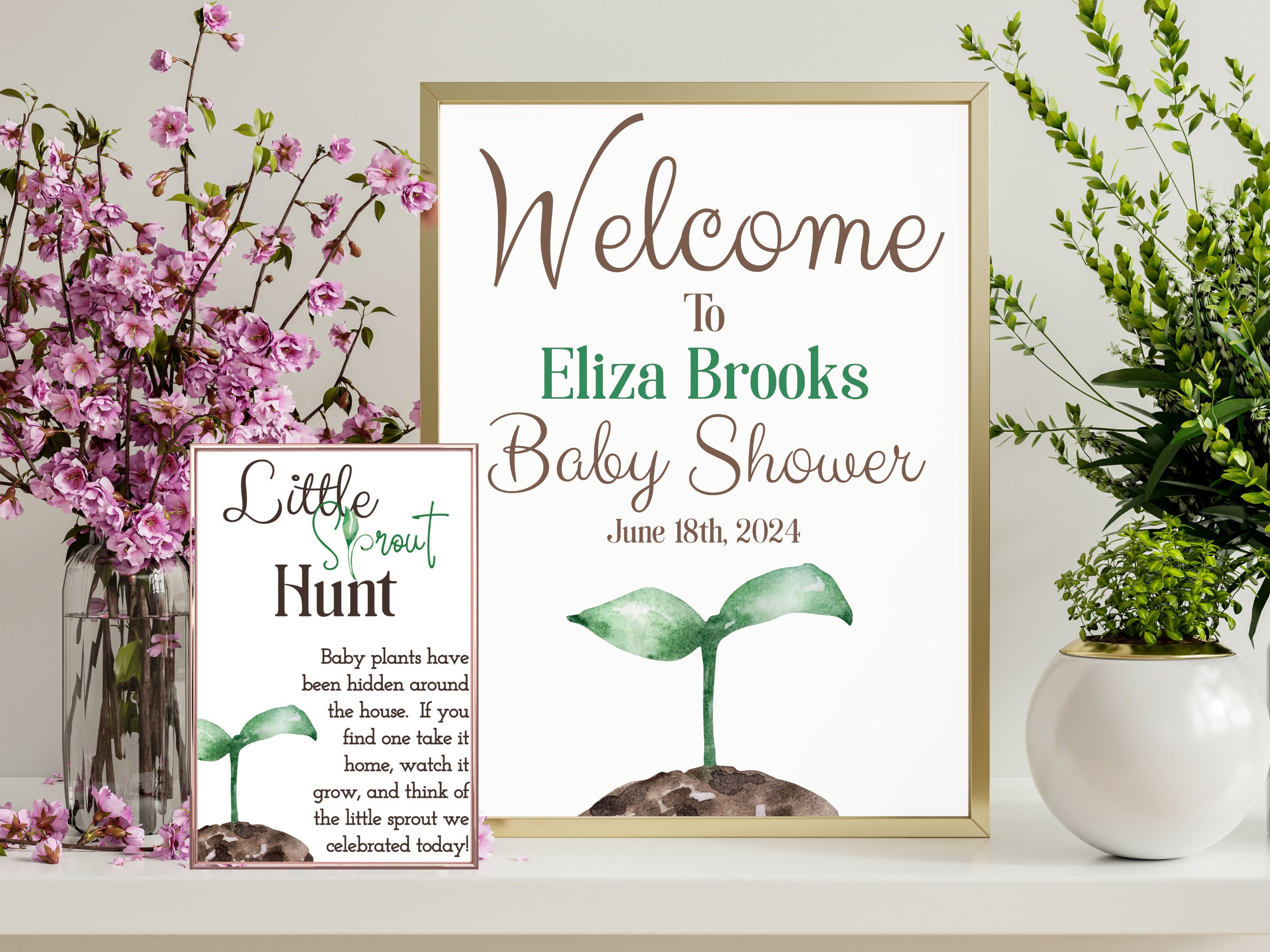 Little Sprout Baby Shower Bundle, Printable Floral Baby Shower Games ...