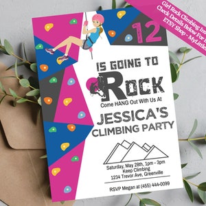 Editable Boy Rock Climbing Birthday Invitation, Printable Rock Wall ...
