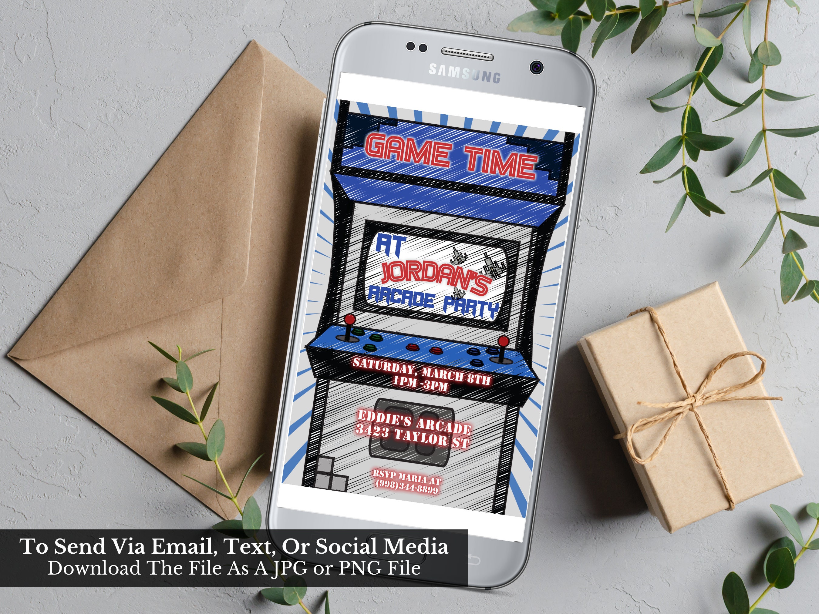 Editable Retro Arcade Birthday Party Invitation, Printable Video Game ...