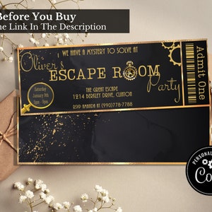 Escape Room Party Invitation, Editable Mystery Party Invitation ...