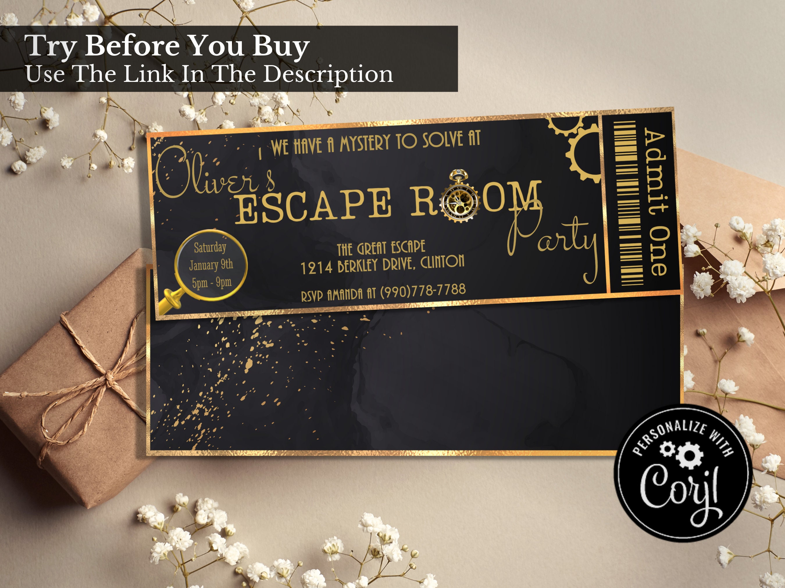 Escape Room Party Invitation, Editable Mystery Party Invitation ...