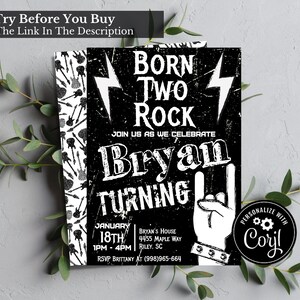 Born Two Rock Invitation, Born Two Rock Birthday Party Invite, 2nd ...