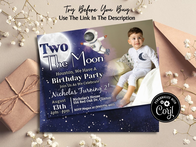 Two the Moon Invitation, Two the Moon Party Invite, Two the Moon ...