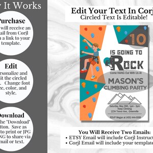 Editable Boy Rock Climbing Birthday Invitation, Printable Rock Wall ...