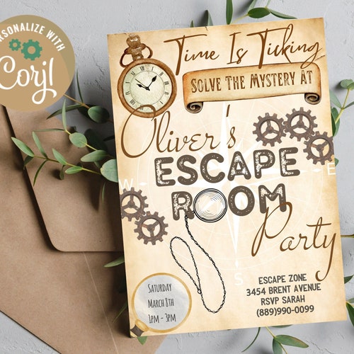 Editable Escape Room Birthday Party Invitation Template - Etsy