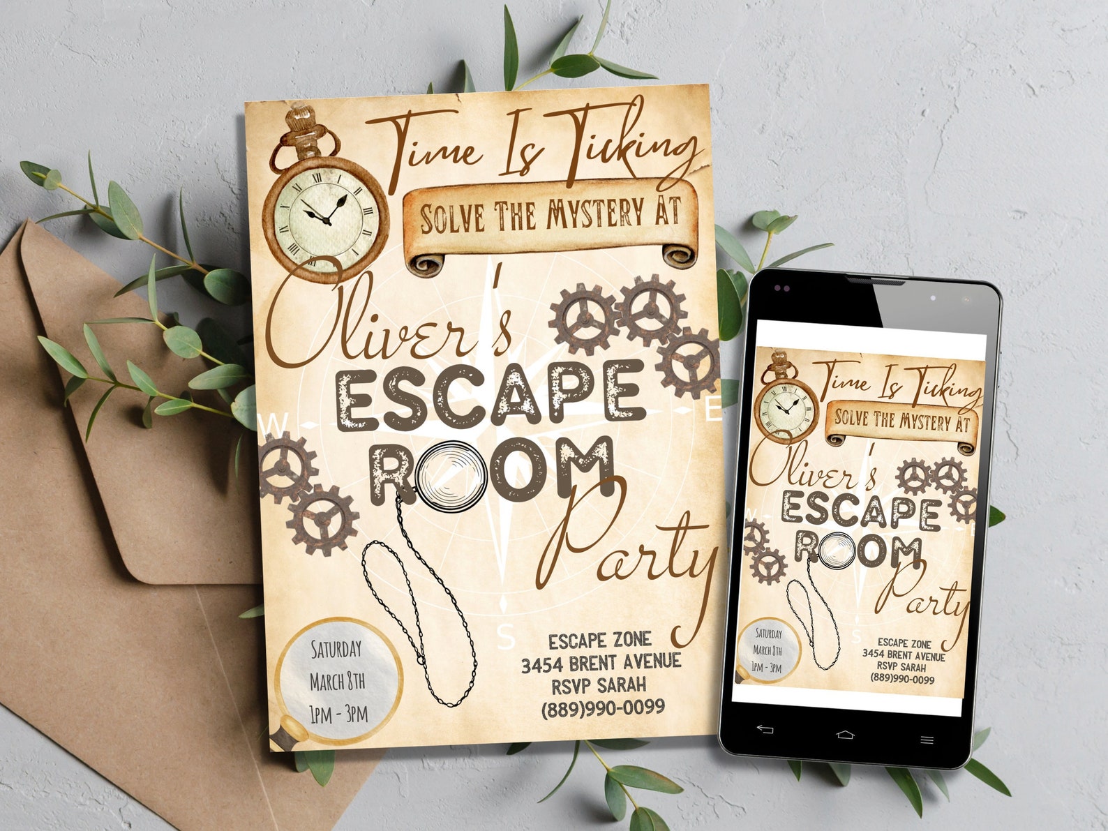 Editable Escape Room Birthday Party Invitation Template, Custom Mystery ...