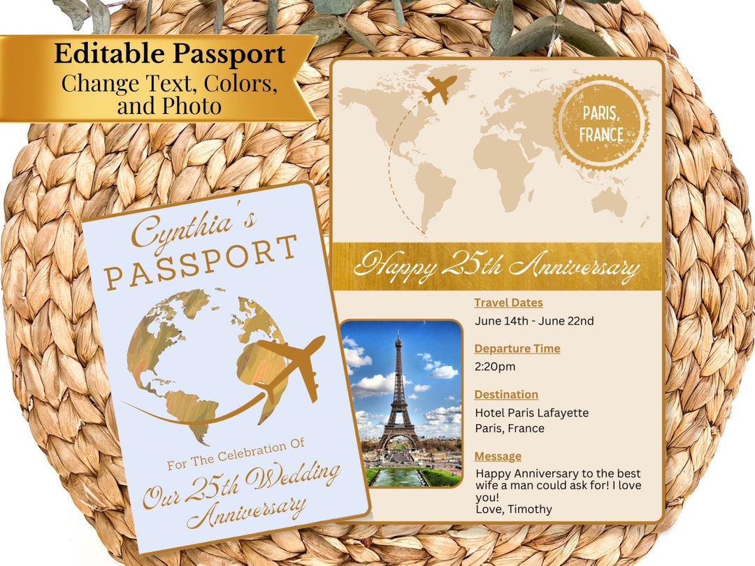 Printable Passport Template, Passport Invitation, Surprise Trip Ticket ...
