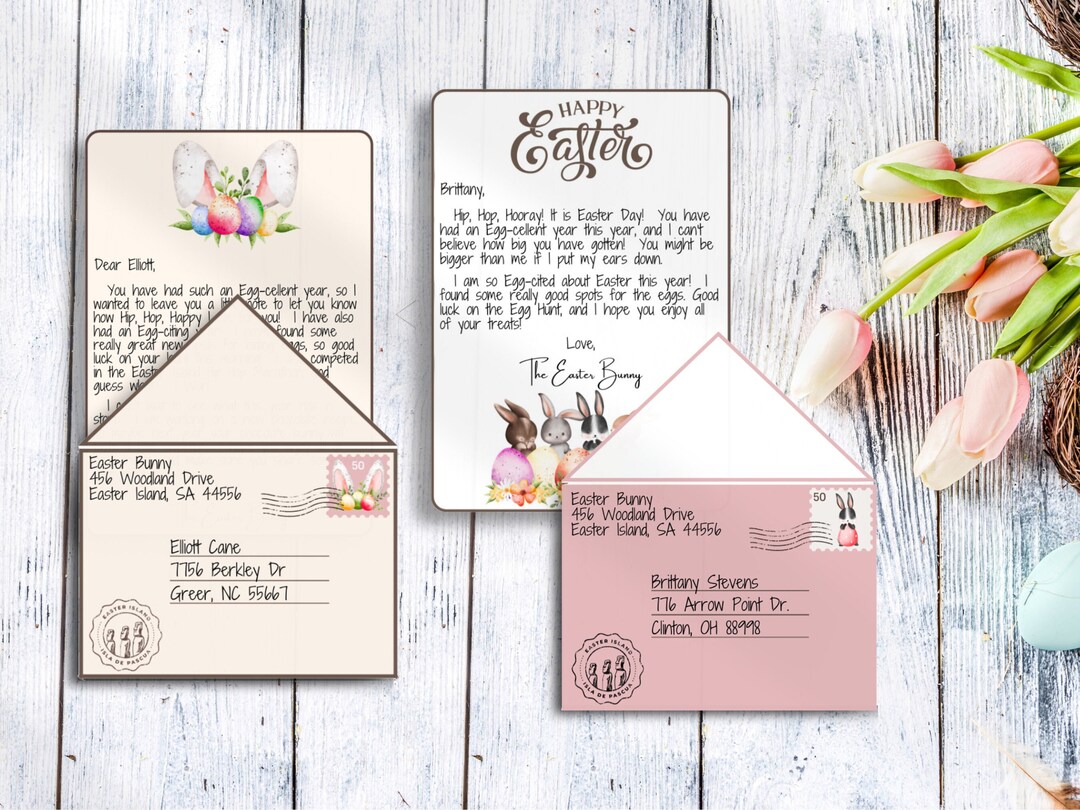 Printable Easter Bunny Letter and Envelope, Letter From the Easter ...