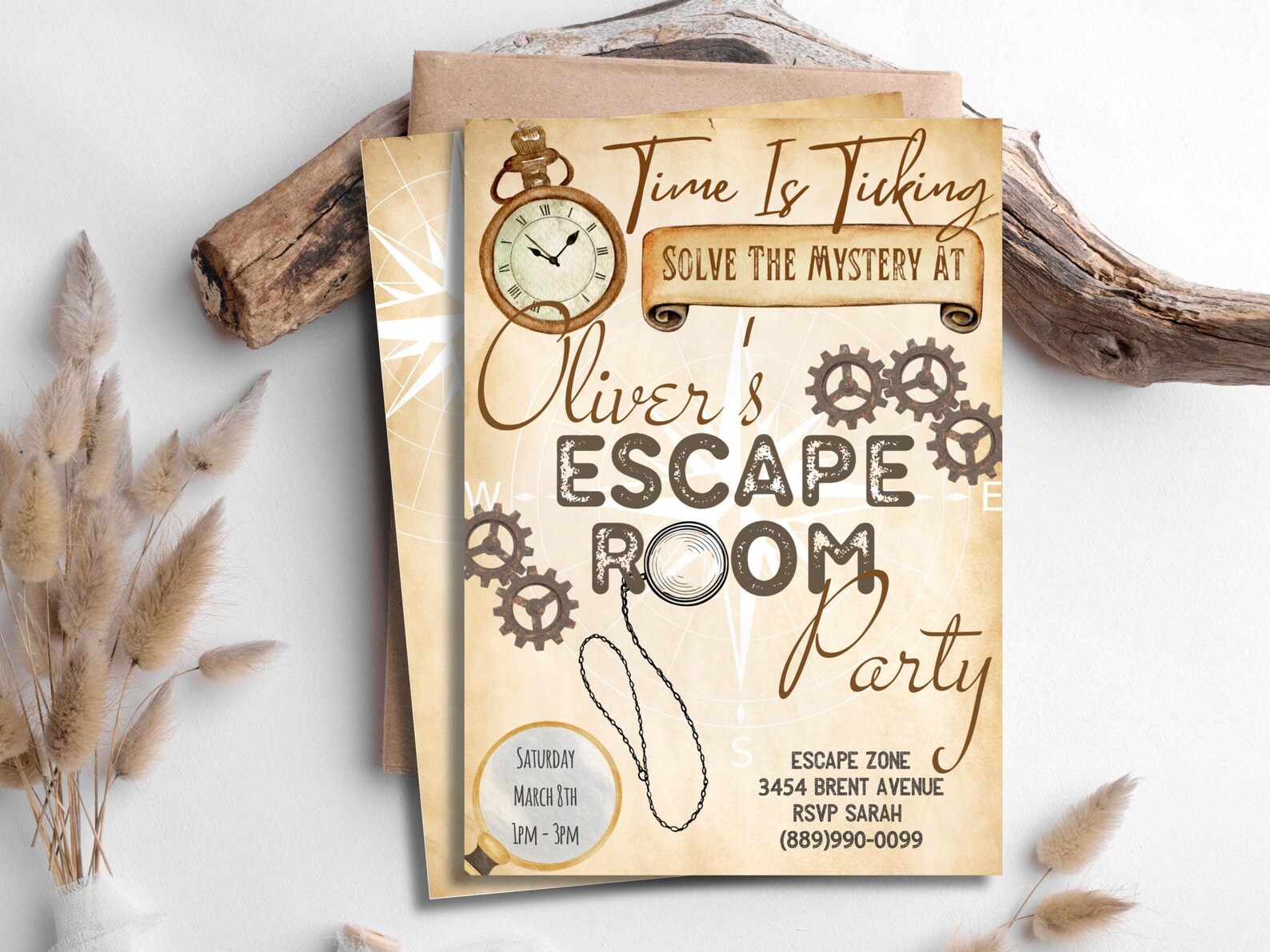 Editable Escape Room Birthday Party Invitation Template, Custom Mystery ...
