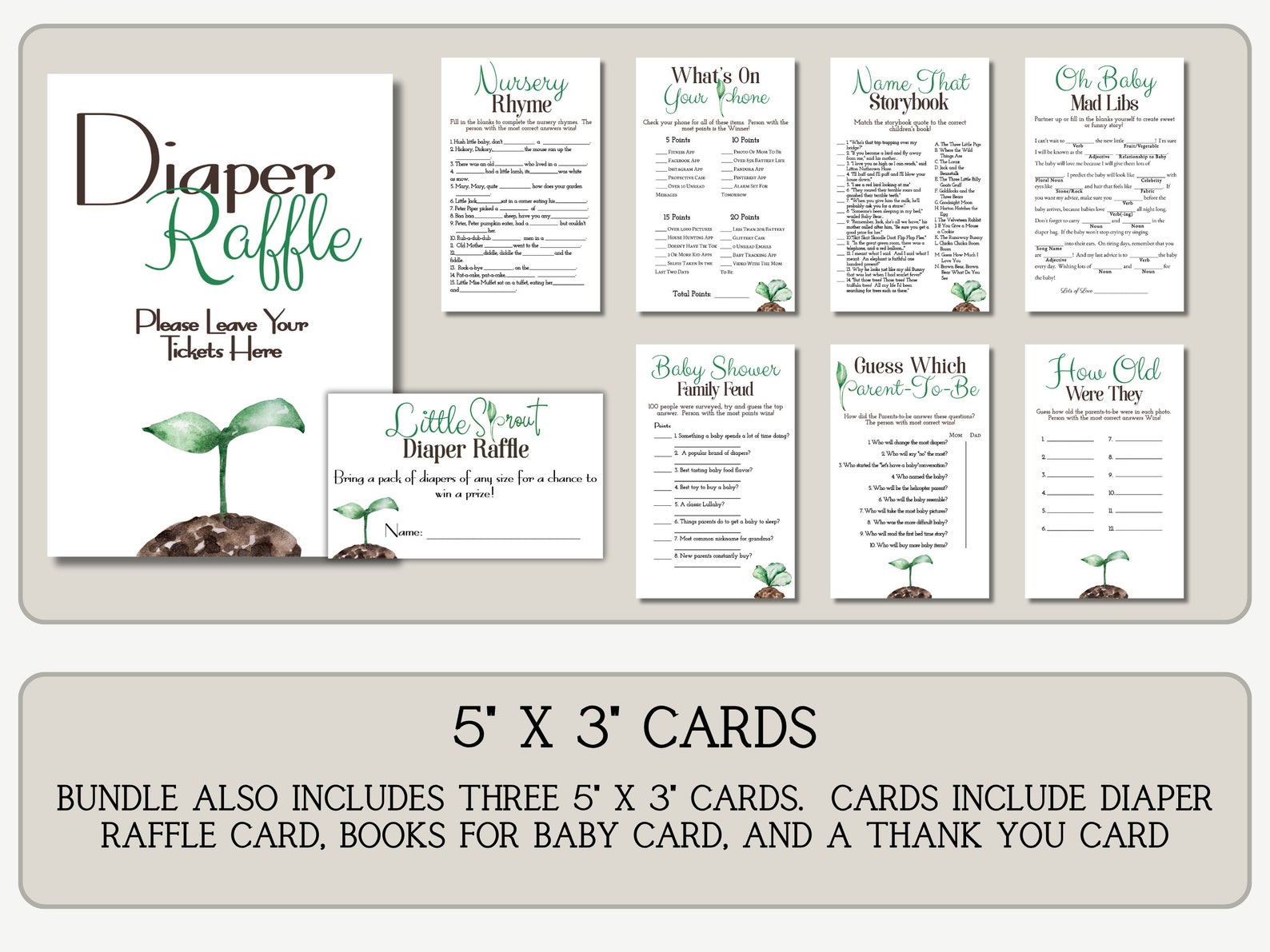 Little Sprout Baby Shower Games, Little Sprout Baby Shower Bundle ...