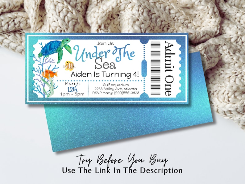 Aquarium Birthday Invitation, Under the Sea Birthday Invitation, Fish ...