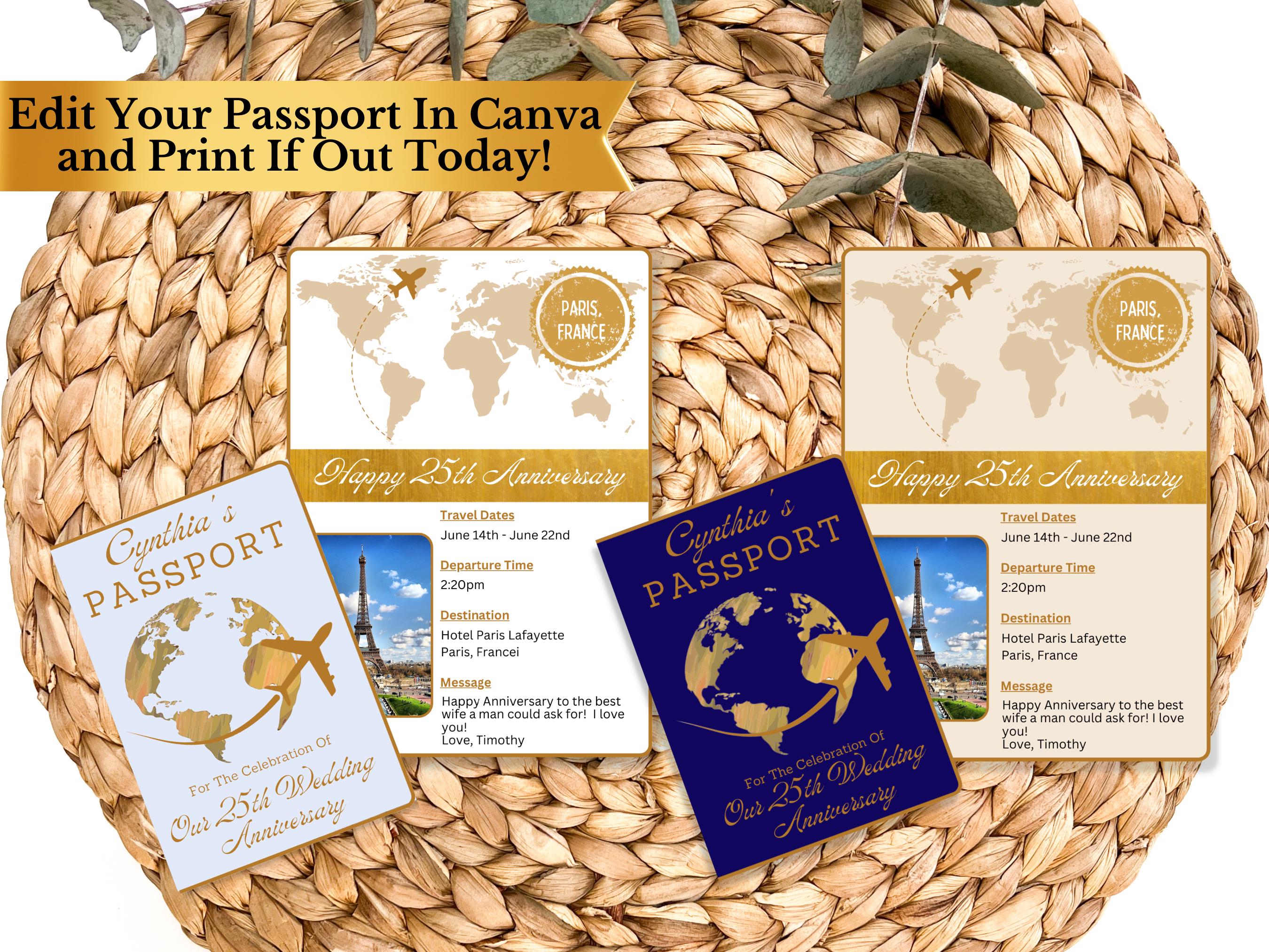 Printable Passport Template, Passport Invitation, Surprise Trip Ticket ...