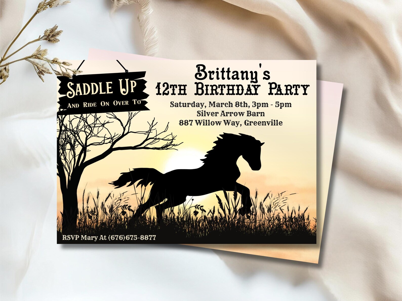 Horse Birthday Party Invitation, Horseback Riding Invite, Cowgirl ...