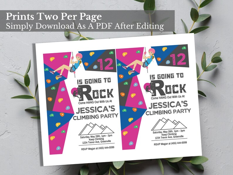 Editable Girl Rock Climbing Birthday Invitation Printable - Etsy