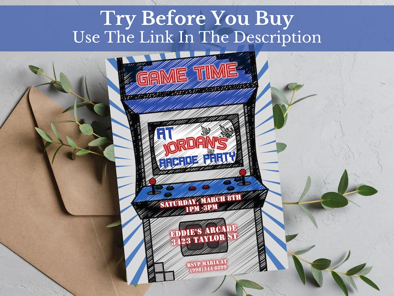 Editable Retro Arcade Birthday Party Invitation Printable - Etsy