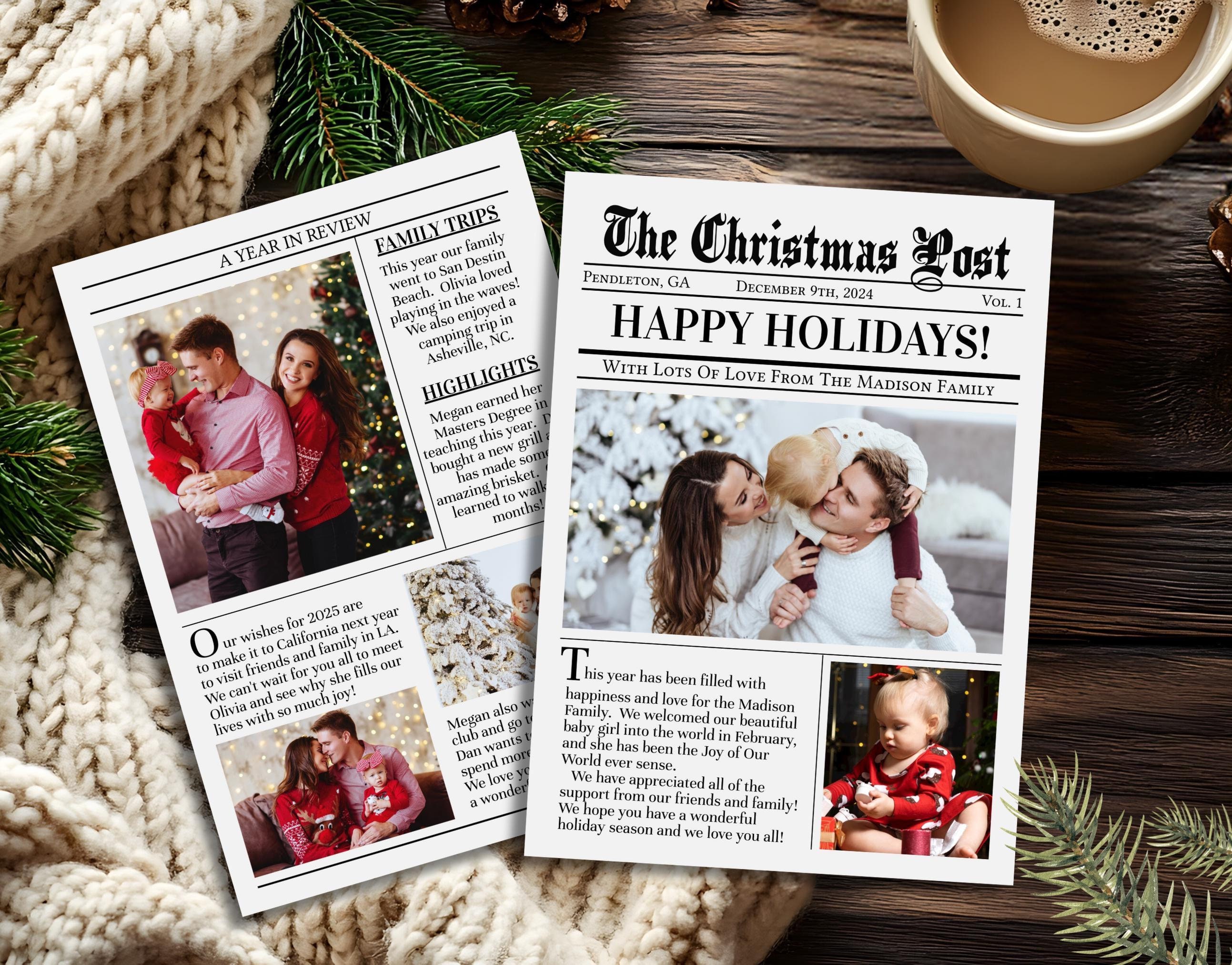 Christmas Newspaper Card, Holiday Christmas Card With Photos 2024 ...