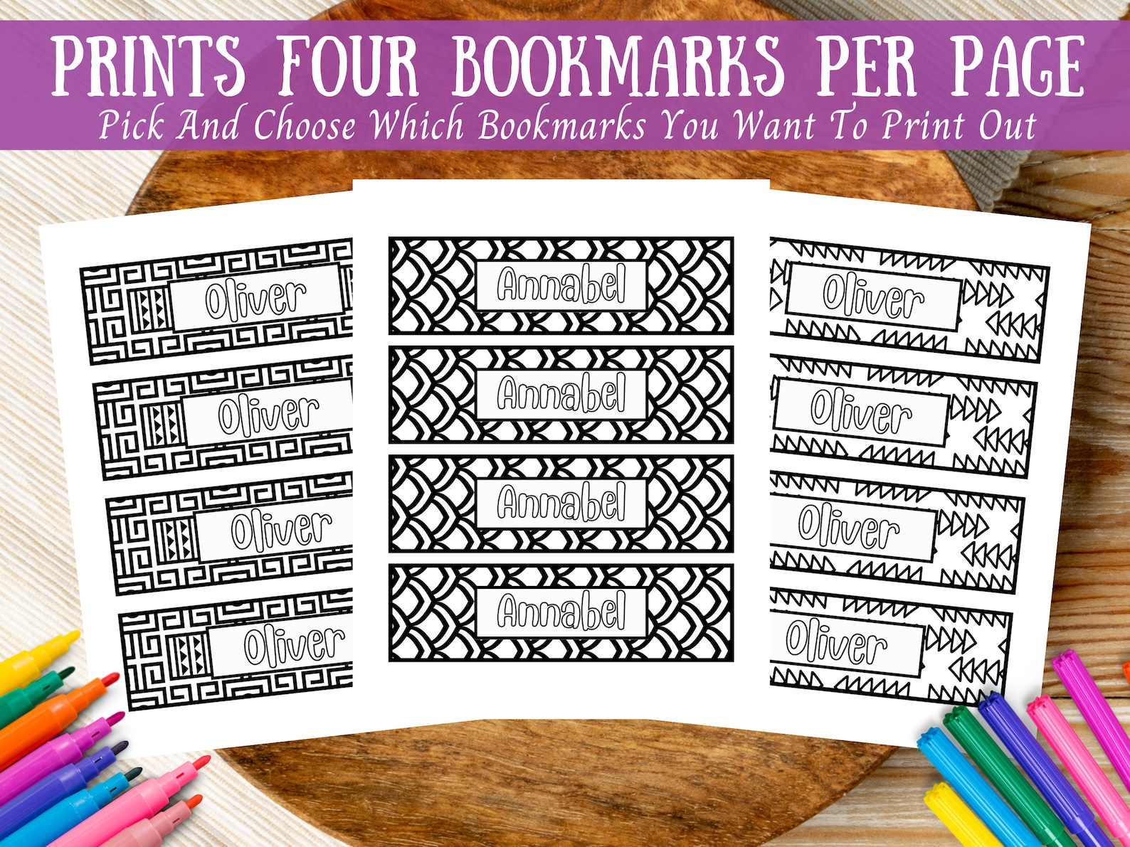 Set of Printable Bookmarks for Kids, Color Your Own Personalized ...