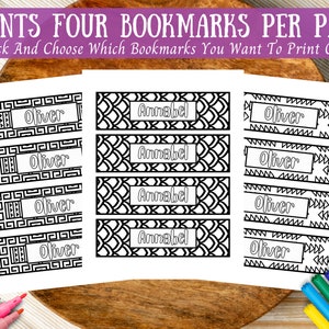 Set of Printable Bookmarks for Kids, Color Your Own Personalized ...