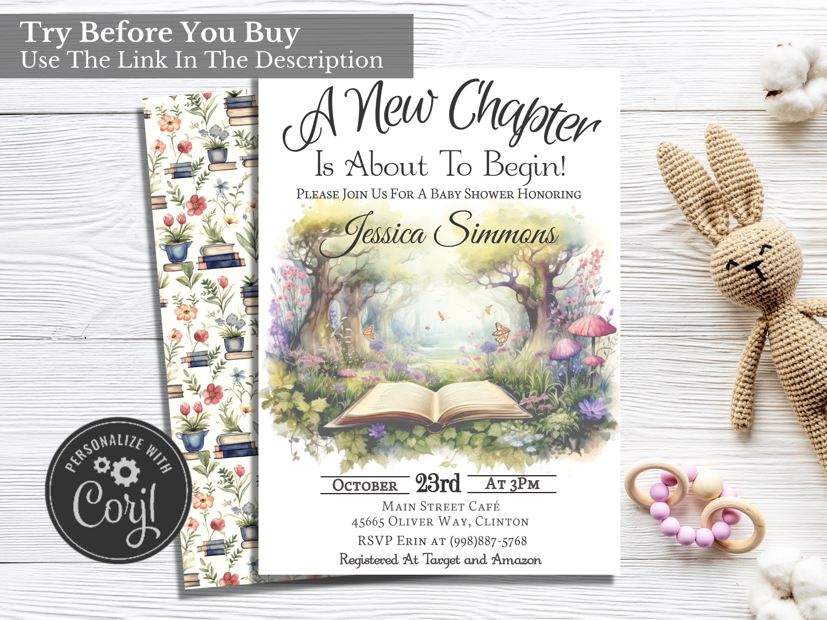Storybook Baby Shower Invitation, Storybook Baby Shower Bundle, A New Chapter Begins Baby Shower ...
