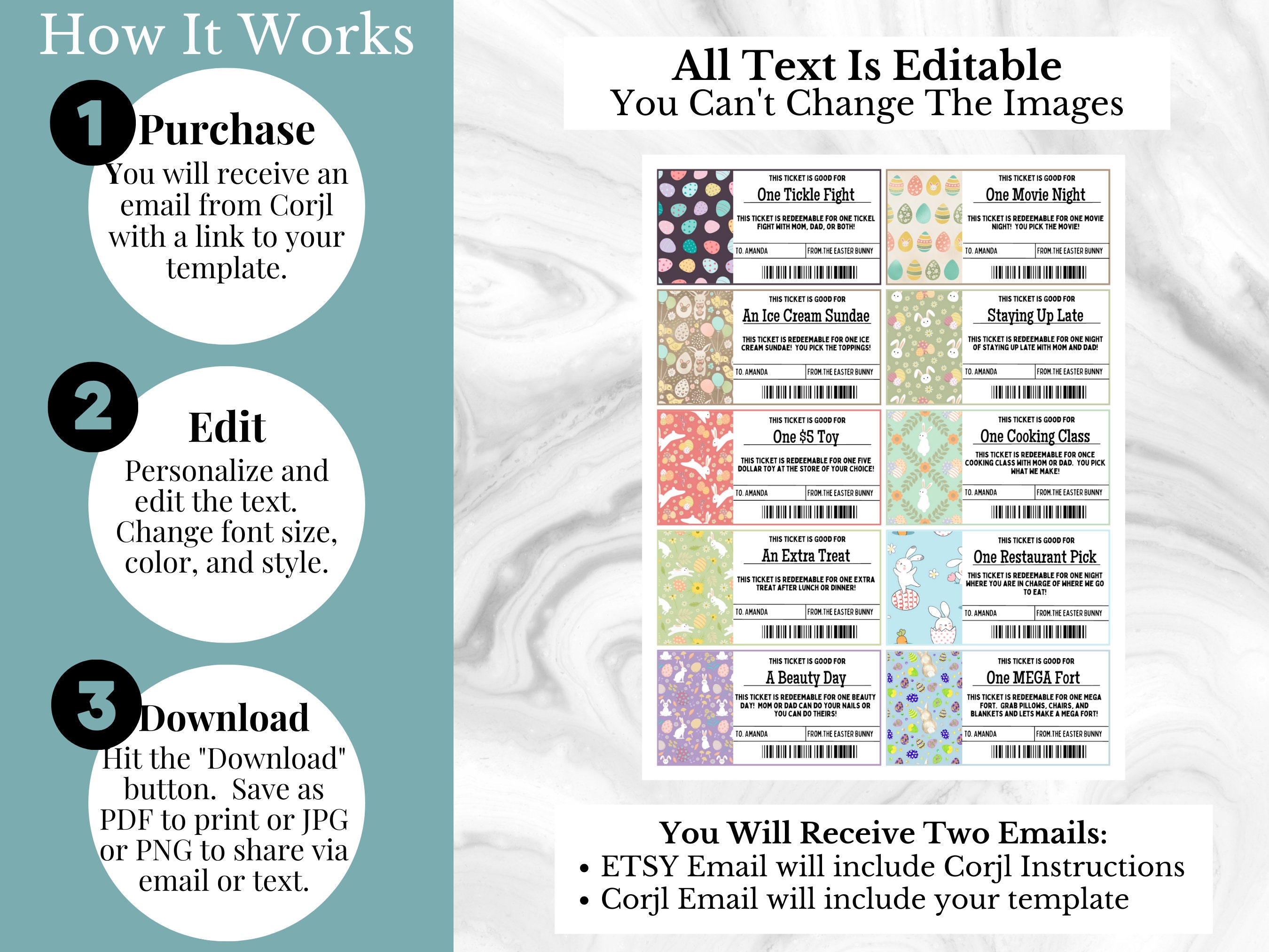 Printable Easter Coupons, Personalized Easter Tokens, Non Candy Easter ...