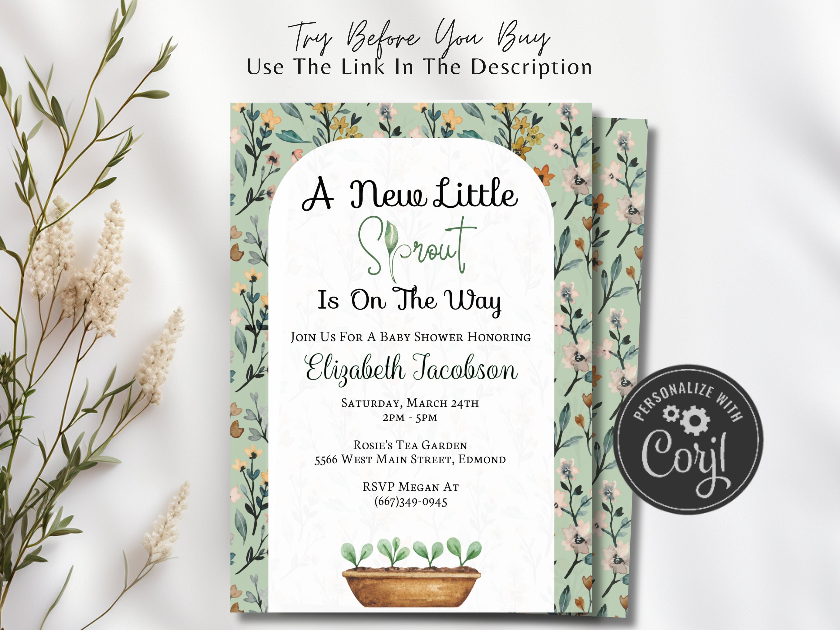 Little Sprout Baby Shower Invitation, Garden Baby Shower Invitation ...