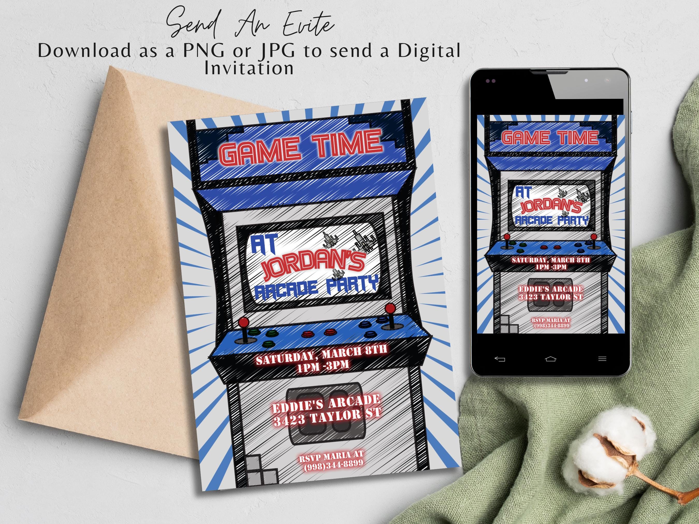 Editable Retro Arcade Birthday Party Invitation, Printable Video Game ...