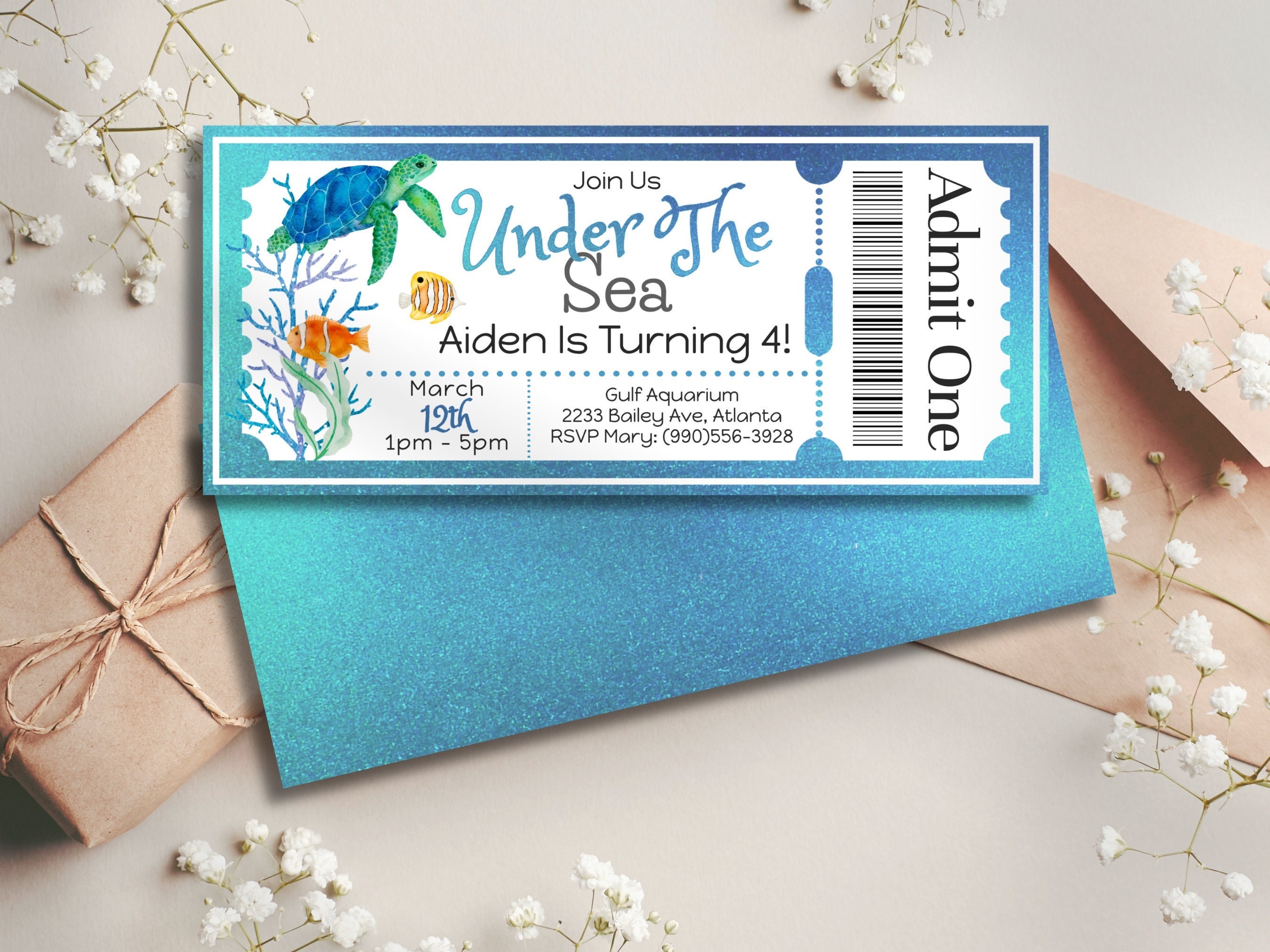 Aquarium Birthday Invitation, Under the Sea Birthday Invitation, Fish ...