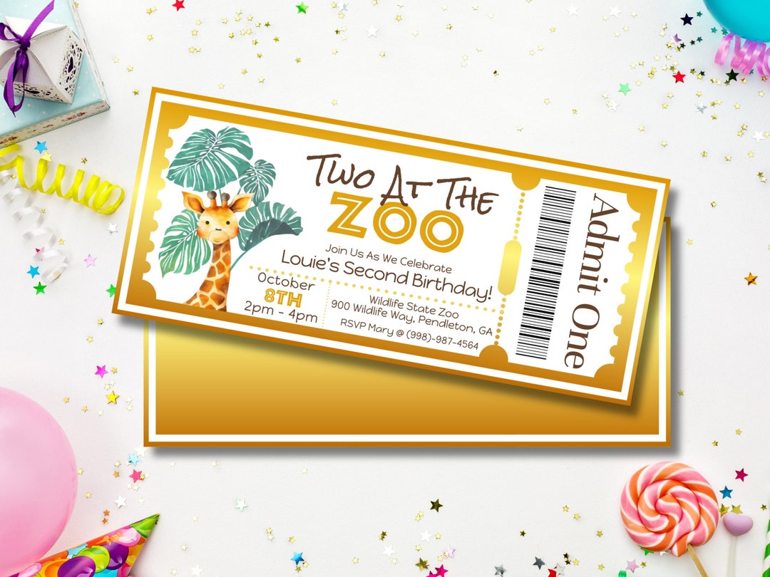 Two at the Zoo Invitation, Two at the Zoo Birthday Invite, Two the Zoo ...