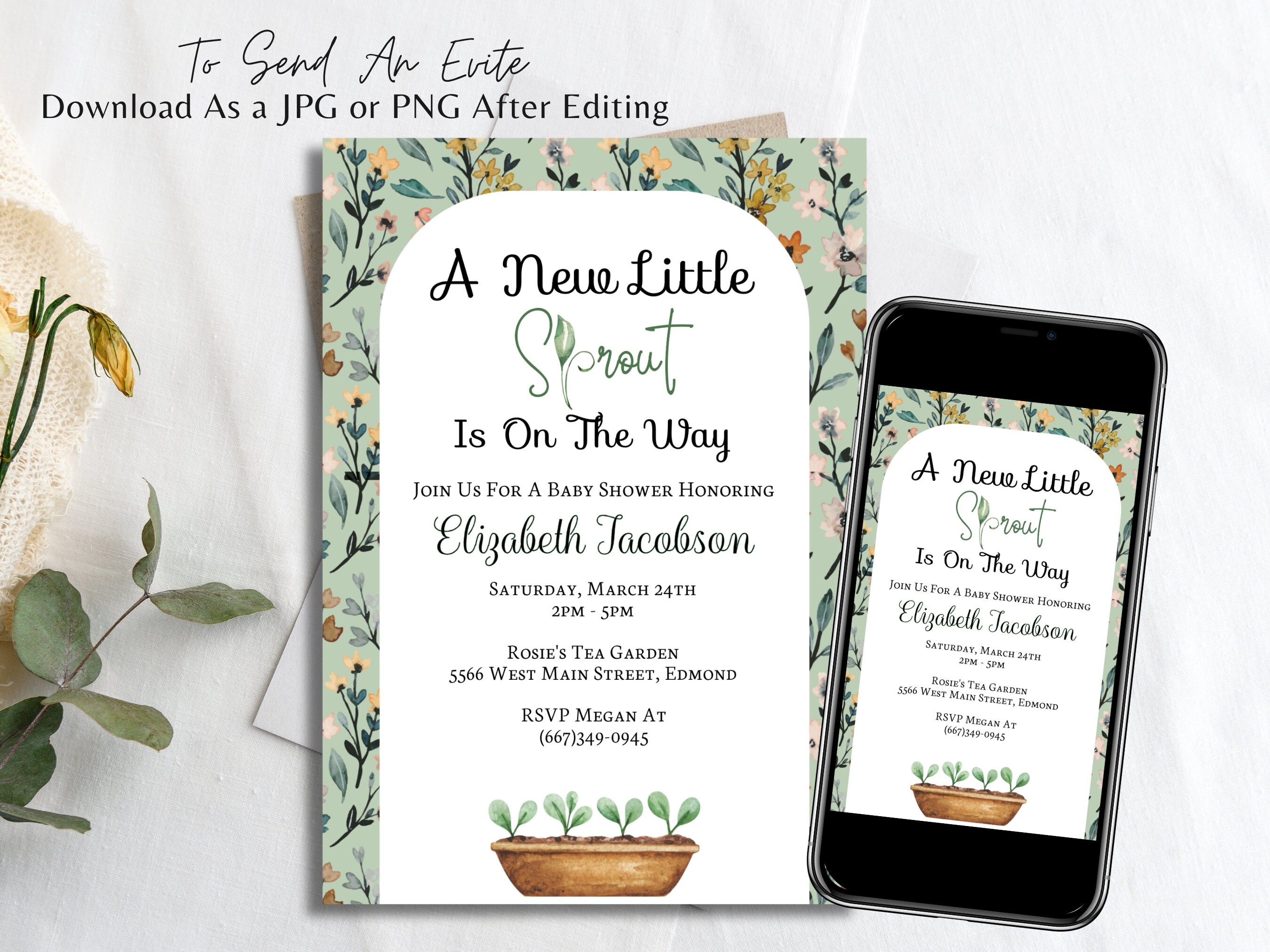Little Sprout Baby Shower Invitation, Garden Baby Shower Invitation ...