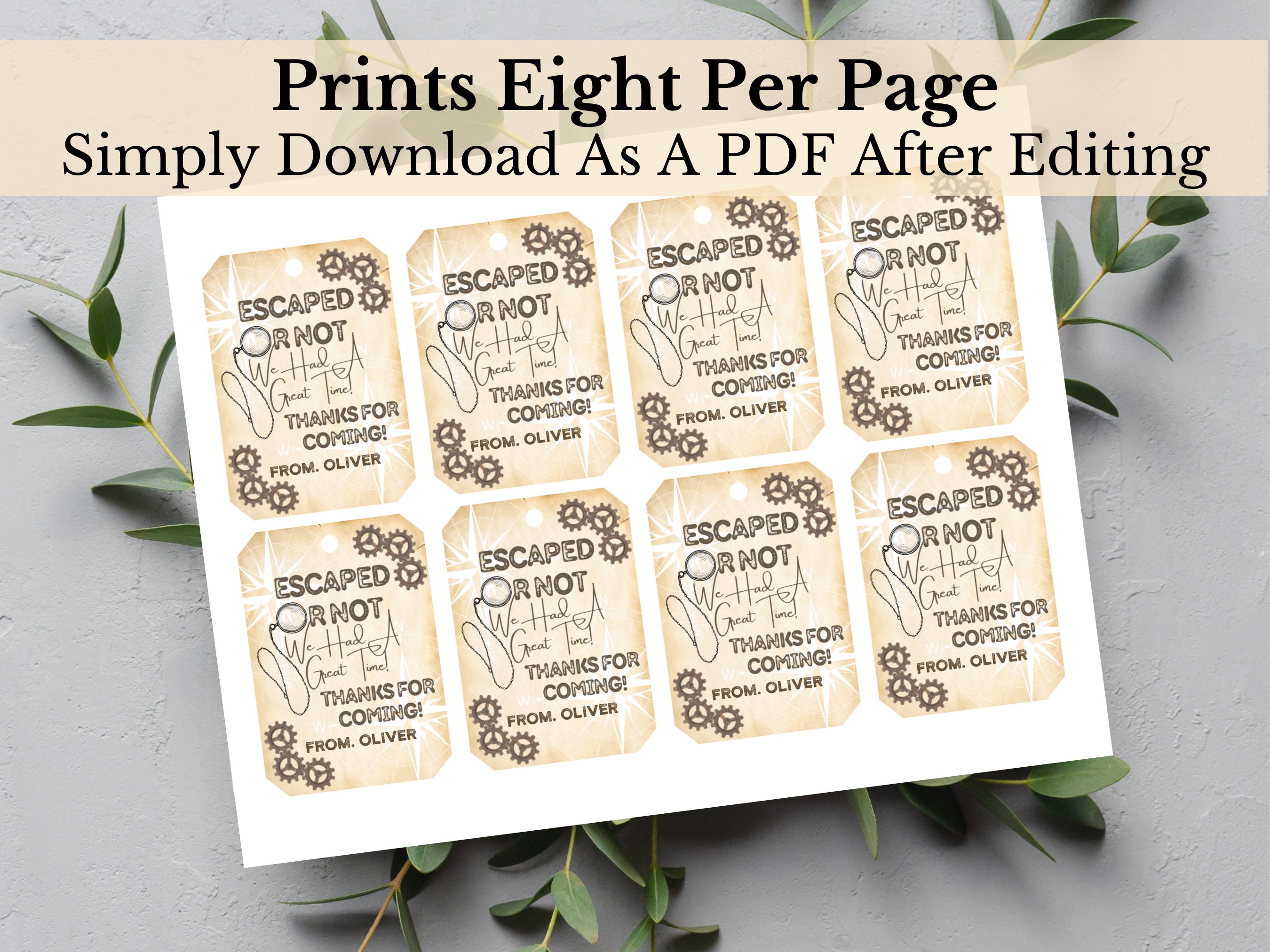 Escape Room Thank You Tag, Escape Room Party Favor, Escape Room Thank ...