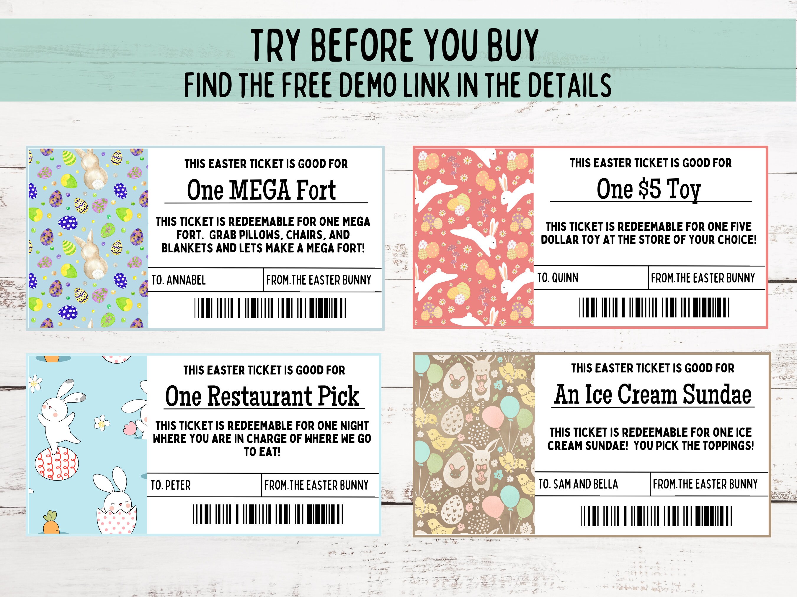 Printable Easter Coupons, Personalized Easter Tokens, Non Candy Easter ...