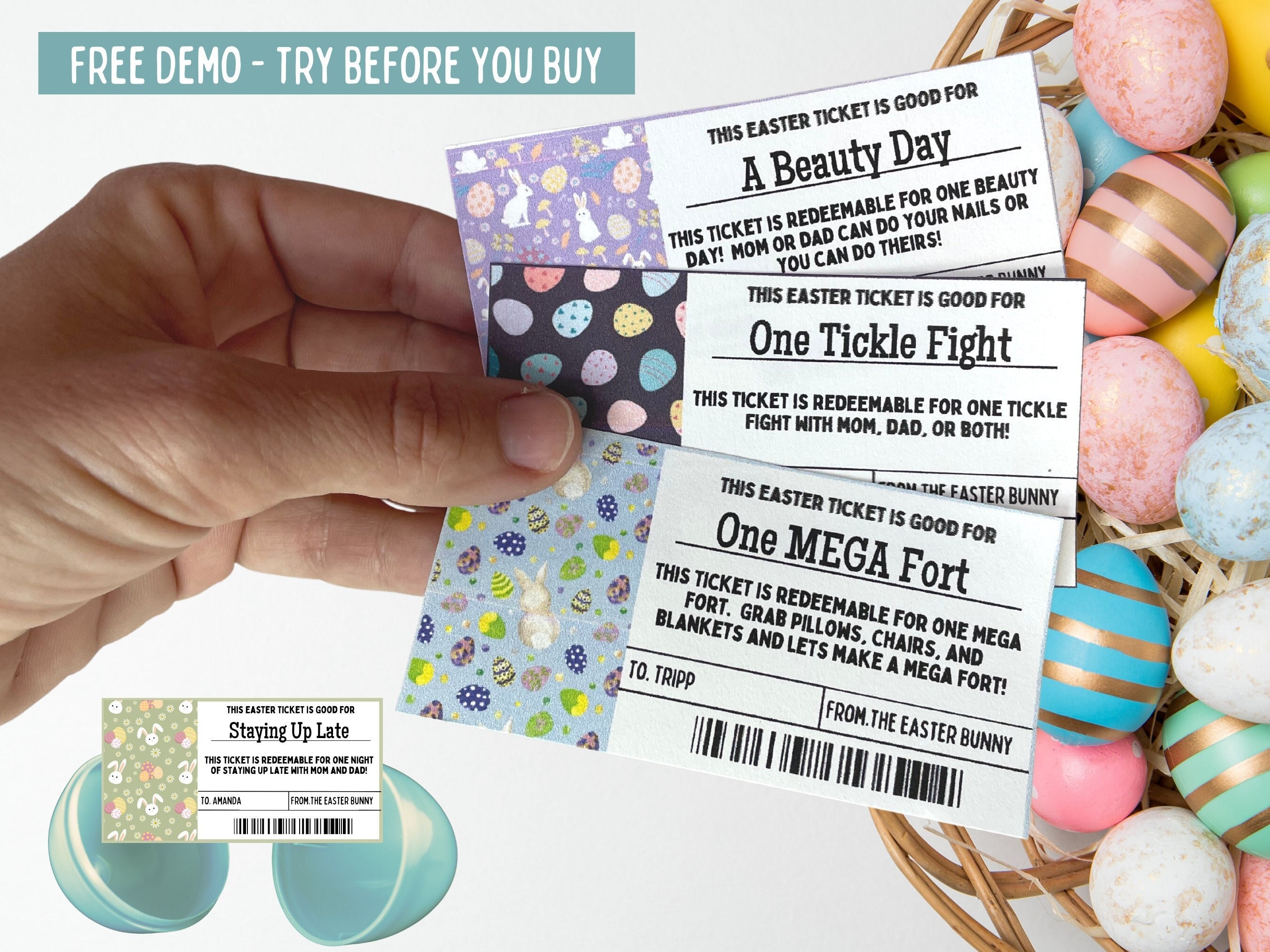 Printable Easter Coupons, Personalized Easter Tokens, Non Candy Easter ...