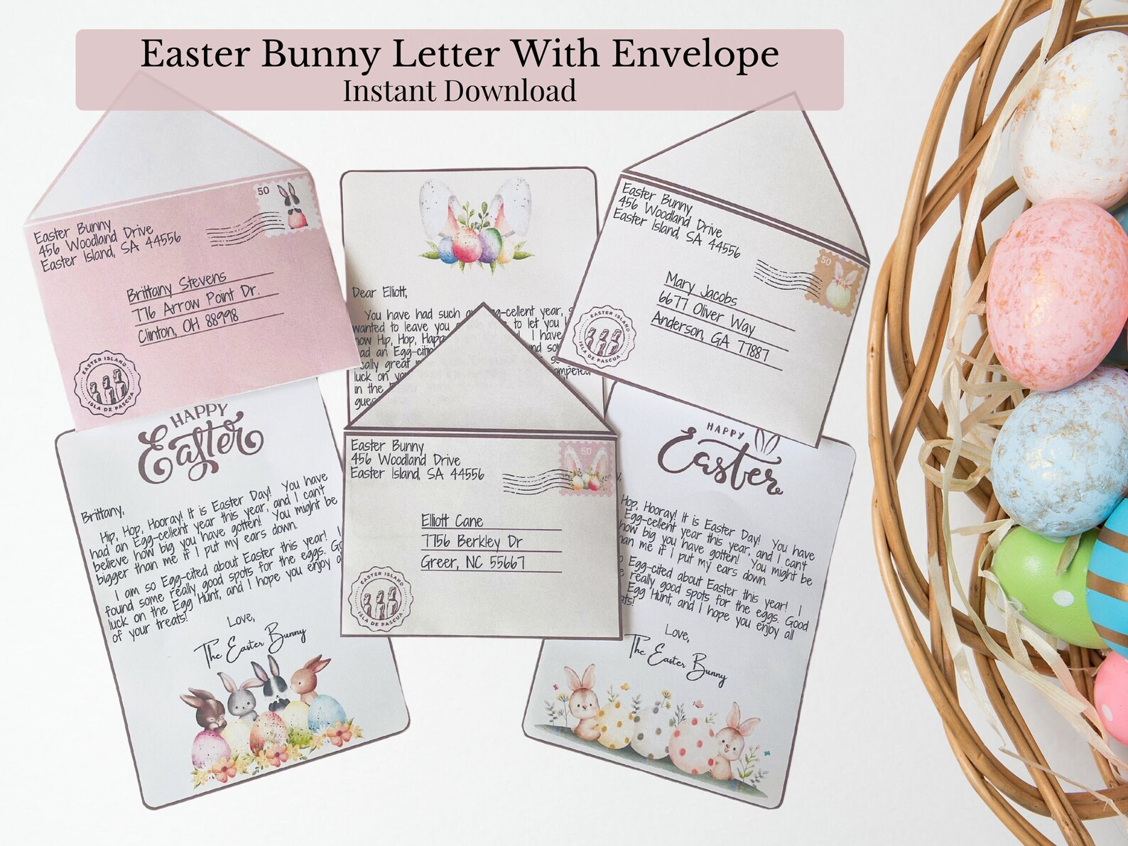 Printable Easter Bunny Letter, Editable Easter Bunny Note, Personalized ...